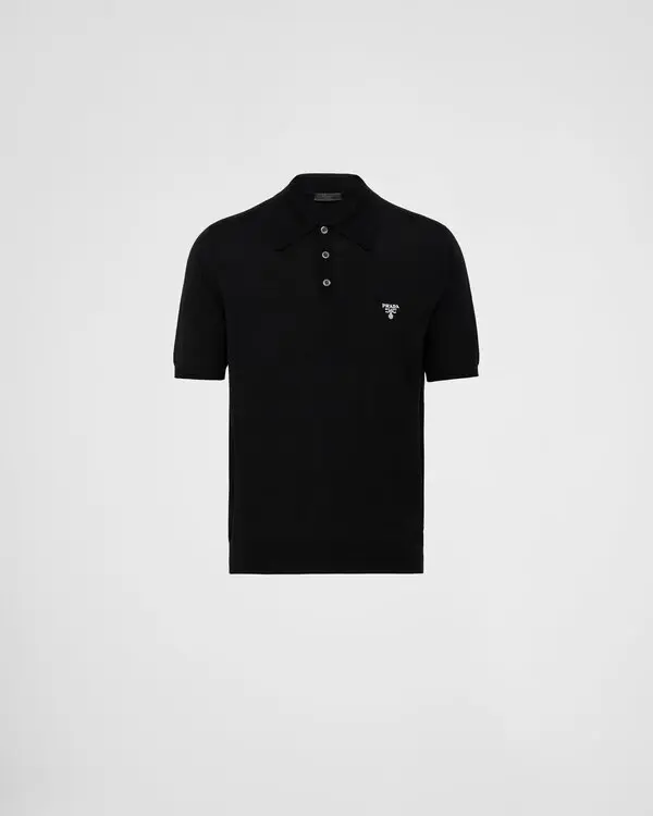 Prada Superfine Wool Polo Shirt - Black