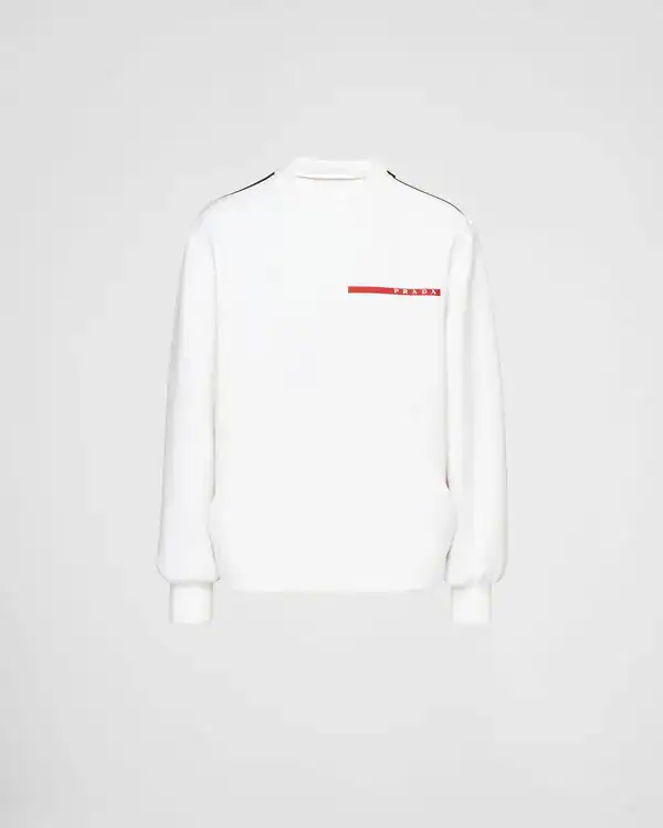 Prada Double Jersey Crew-Neck Sweatshirt - White | Editorialist