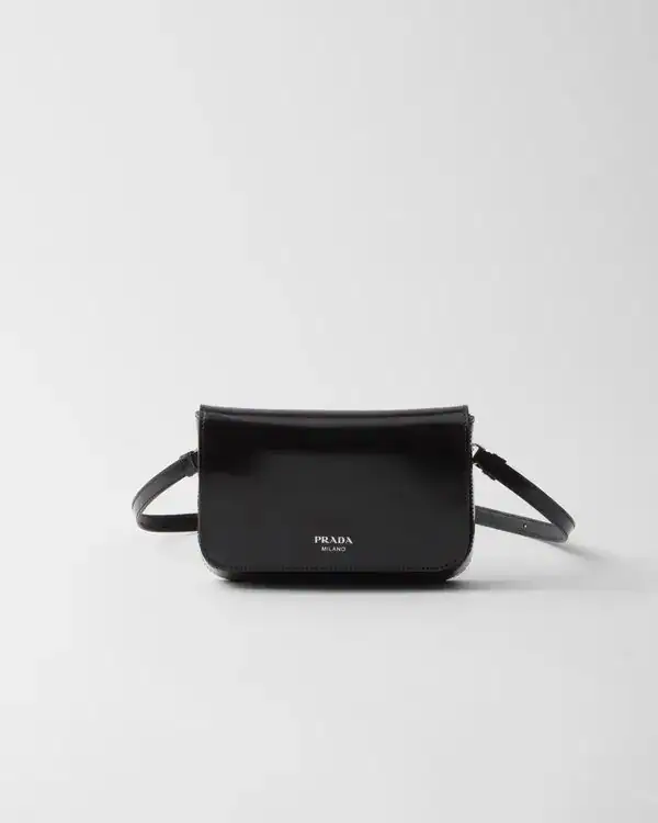 Prada Brushed Leather Mini-Bag With Shoulder Strap Black