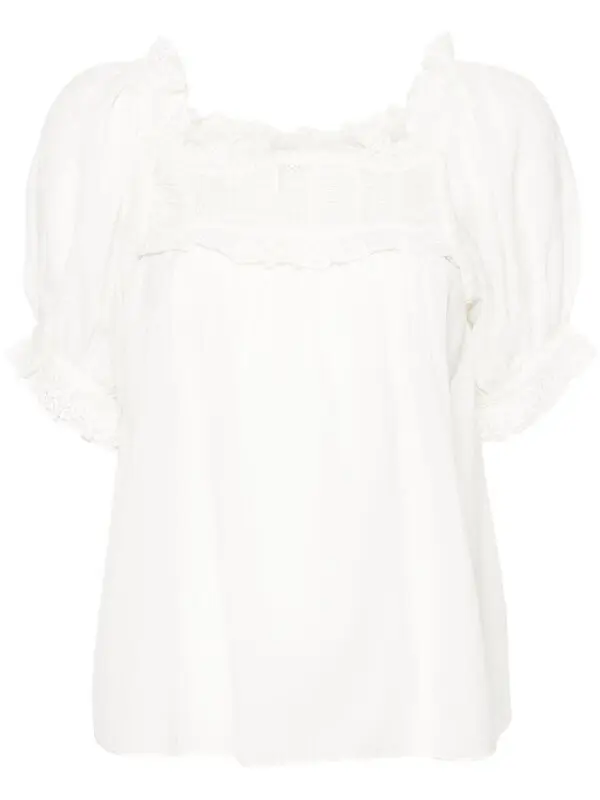 DÔEN Frances Lace-trim Blouse