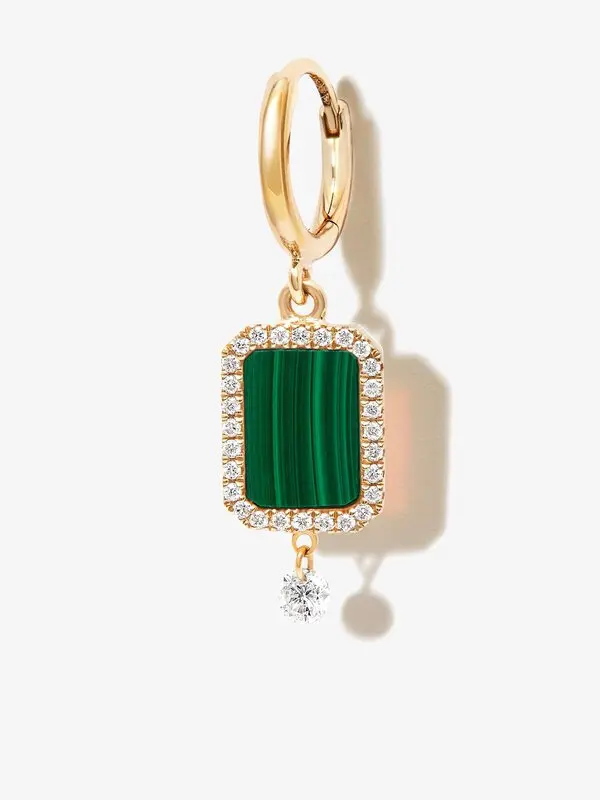 PERSEE 18k Yellow Malachite Diamond Drop Earring