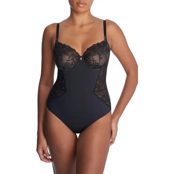 Natori Statement Underwire Bodysuit - Blk/ Cafe