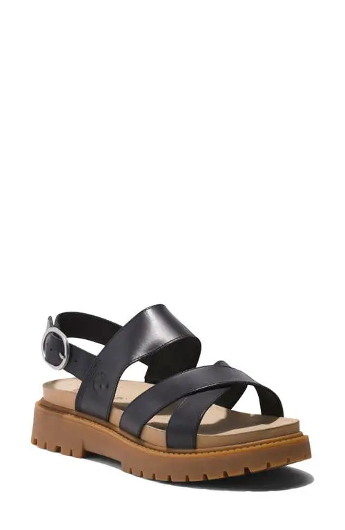 Timberland Clairemont Way Cross Strap Sandal - Black Full Grain