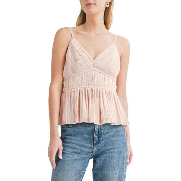 ALL IN FAVOR Pleated Peplum Camisole - Blush