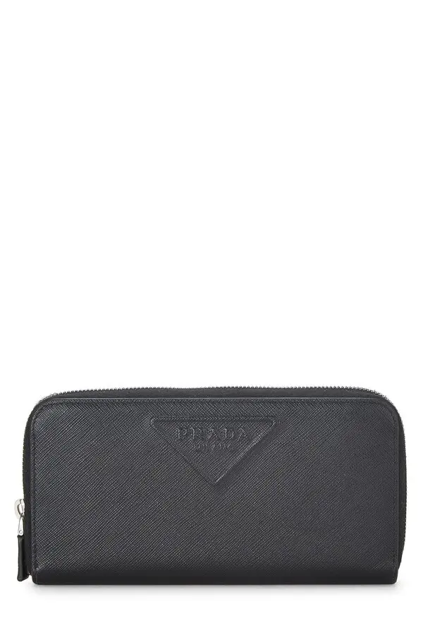 Prada Saffiano Logo Zip Around Wallet