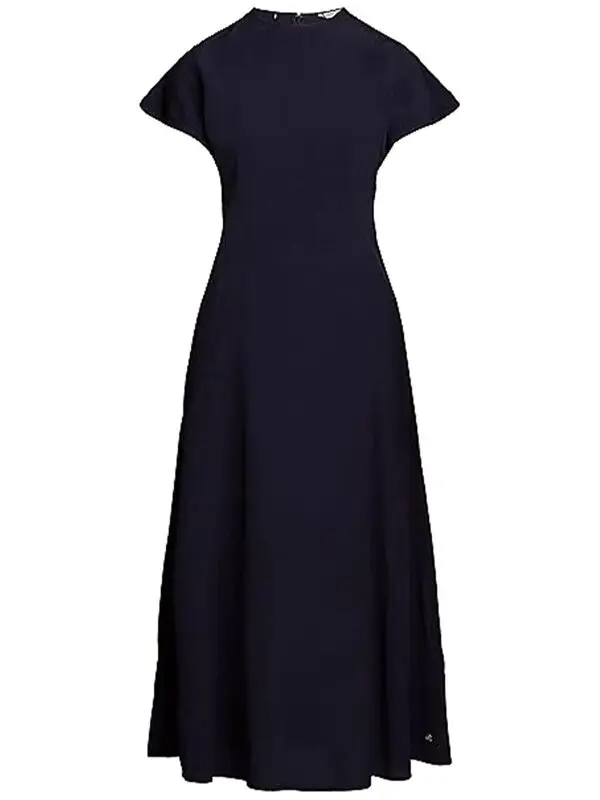 Tommy Hilfiger Viscose Crepe Ss Maxi Dress In Blue 41% Off - Main Image