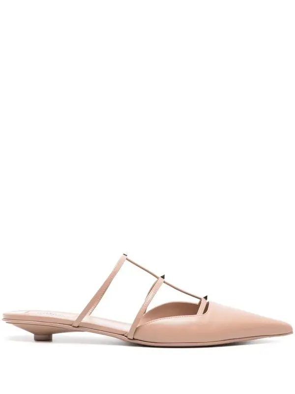 Valentino Garavani Rockstud Wispy Leather Mules - Neutrals