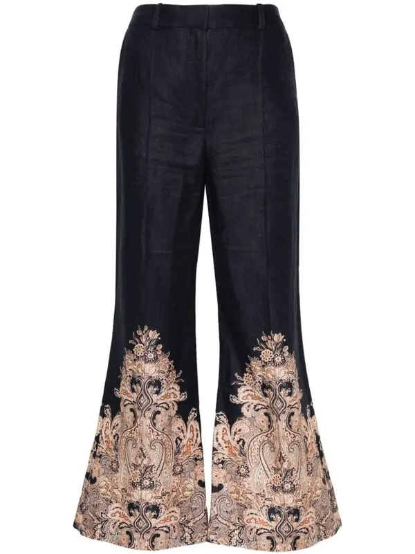 Zimmermann Natura High-waisted Flared Trousers - Blue