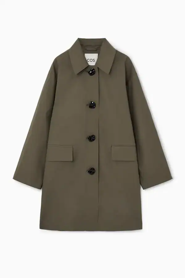 Cos Button-Detail Water-Resistant Mac In Green - 50% Off | Editorialist