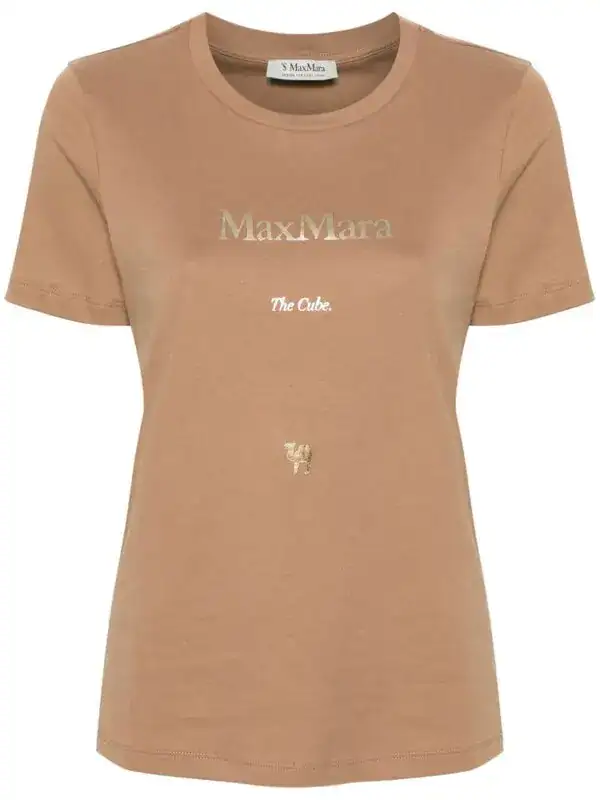 Max Mara The Cube Gilbert ロゴ Tシャツ S MAX MARA - The Cube - Quieto crew-neck t-shirt Camel - The Corner