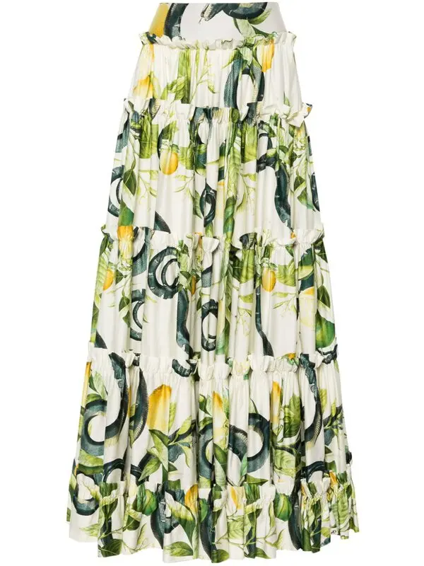 Roberto Cavalli Lemon-print Maxi Skirt