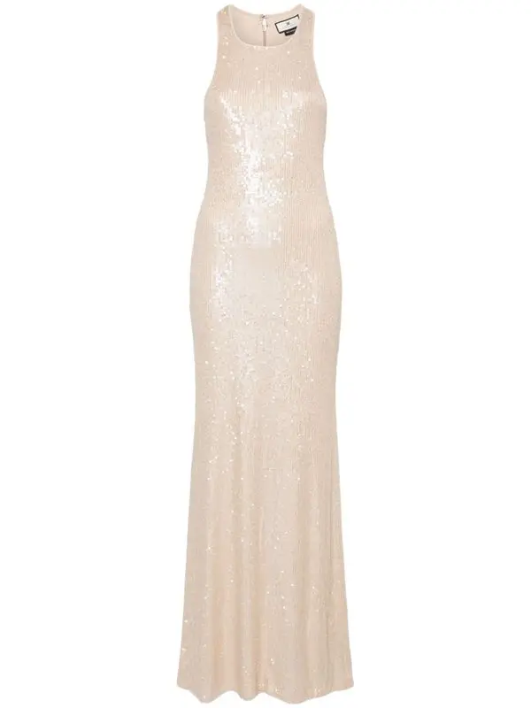 Elisabetta Franchi Racerback Sequin Gown
