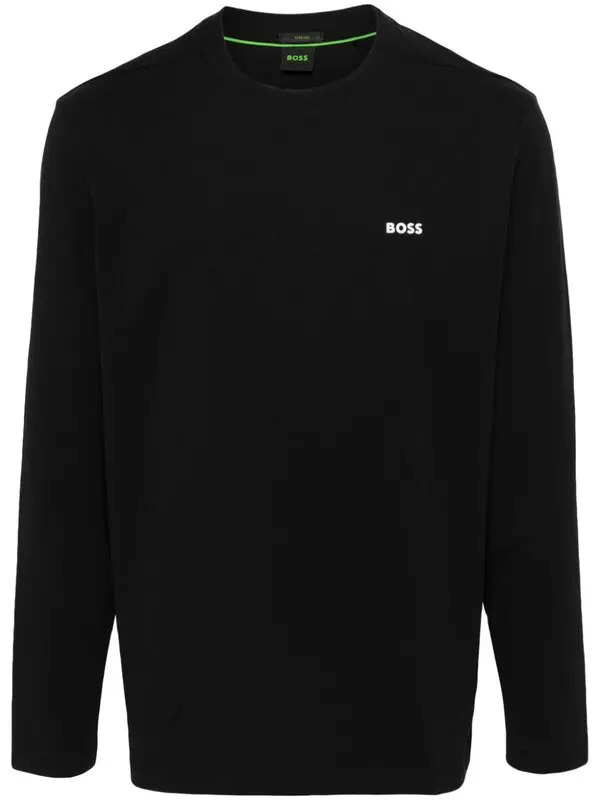 Hugo Boss Rubberised-logo Long-sleeve T-shirt - Black