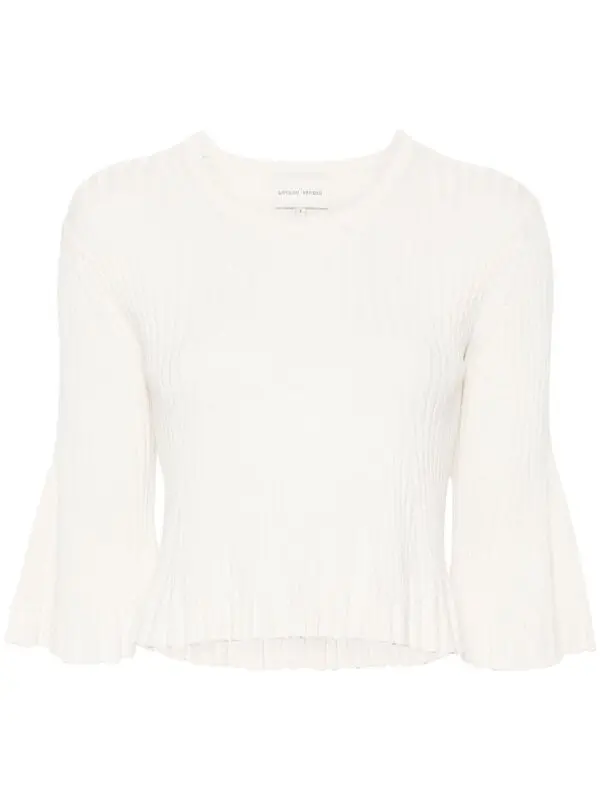 Loulou De Saison Ammi Ribbed Knitted Top - Neutrals