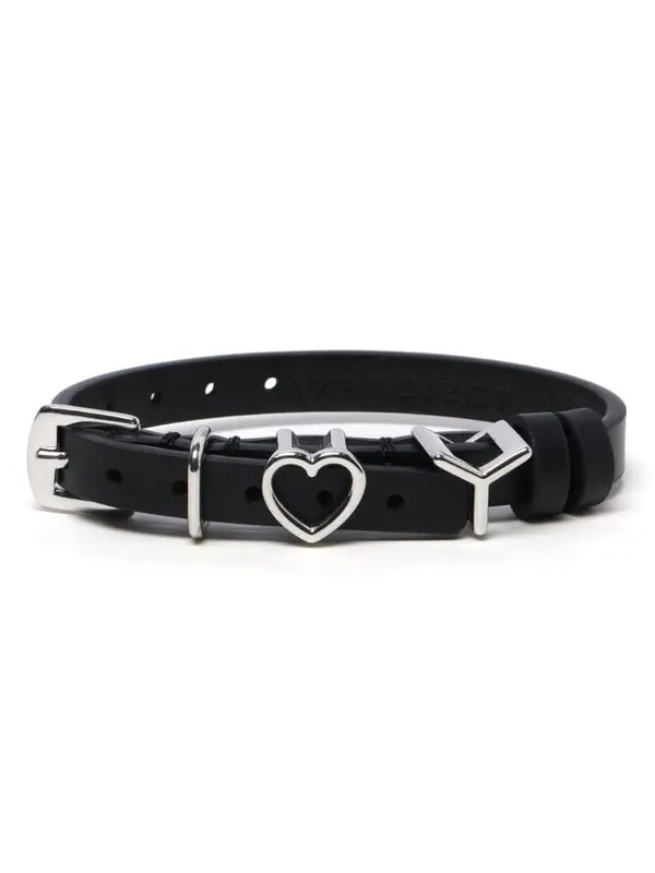 Y/project Heart-plaque Leather Choker - Black