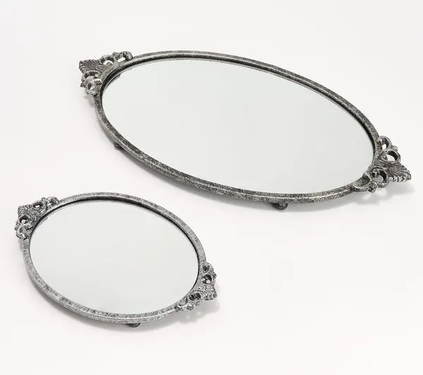 COZY COTTAGE BY LIZ MARIE As Is Set/2 Vintage Mirror Trays