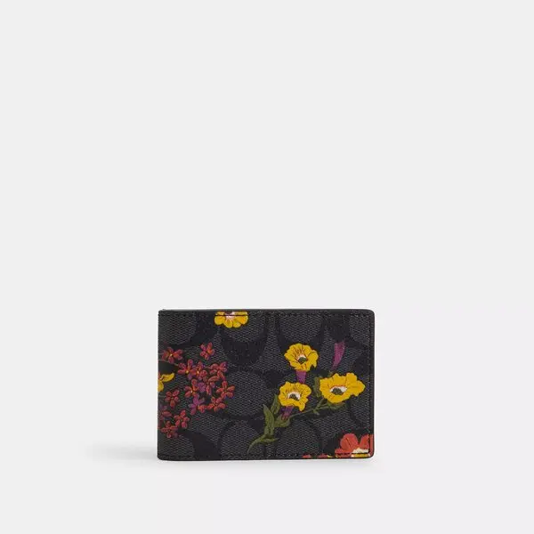 Buy COACH OUTLET Compact Billfold Wallet In Signature Canvas With ...