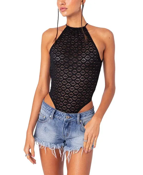 EDIKTED Sheer Lace Bodysuit
