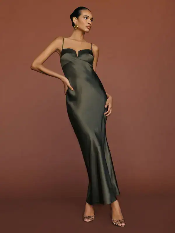 Reformation Brie Silk Maxi Dress In Green - 70% Off | Editorialist