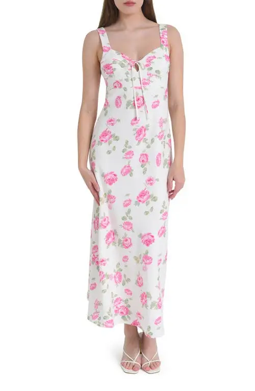 WAYF Romeo Floral Linen-blend Midi Dress