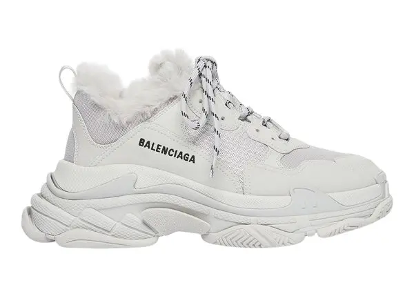 Balenciaga Triple S Fake Fur Sneakers - Grey