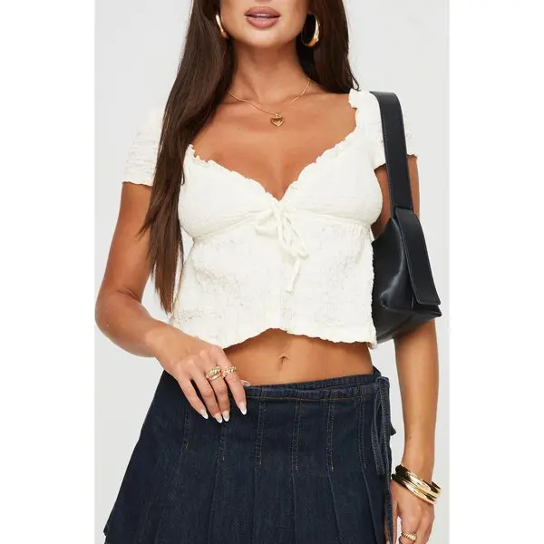 Princess Polly Kellan Smocked Crop Top