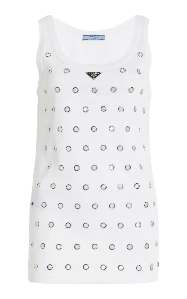 Prada Grommet-detailed Cotton Tank Top