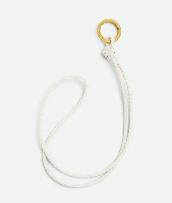Bottega Veneta Long Intreccio Key Ring - Chalk