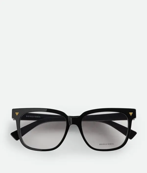 Bottega Veneta Soft Recycled Acetate Square Eyeglasses - Black/transparent