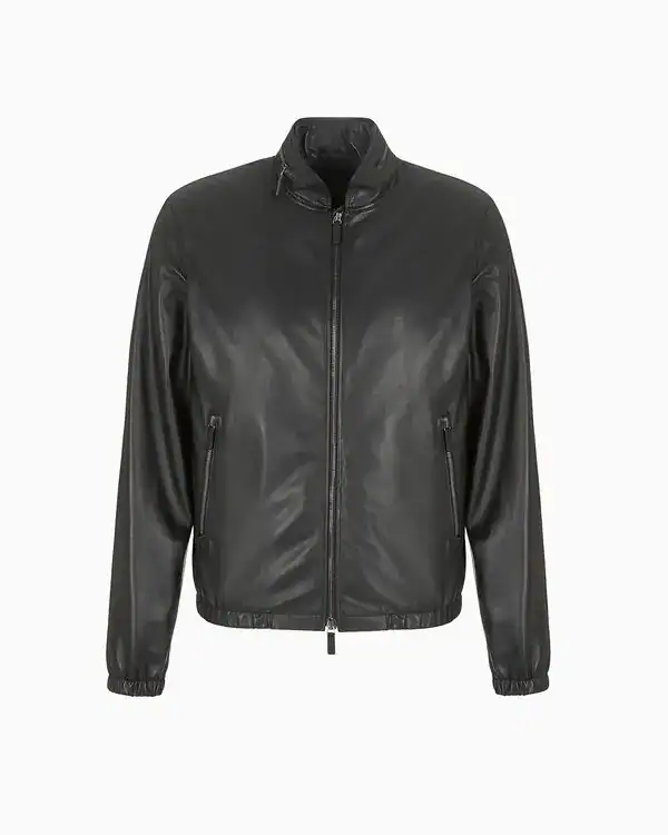 Giorgio Armani Leather Zipped Jacket - Black | Editorialist
