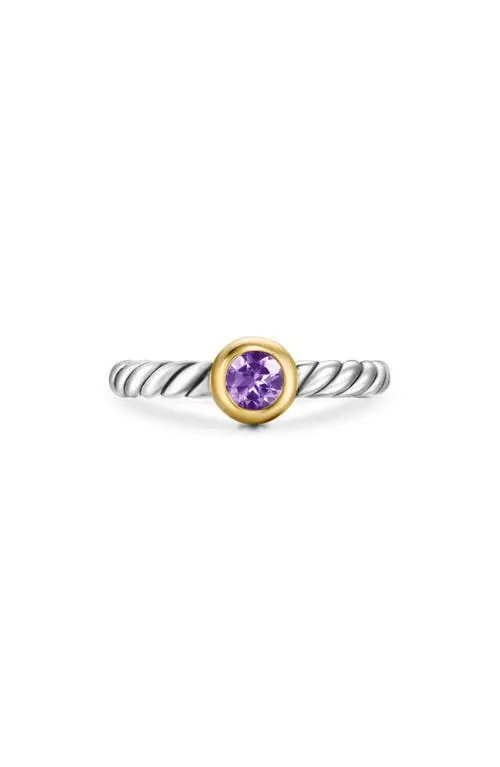 David Yurman Petite Cable Ring - Silver/gold/amethyst