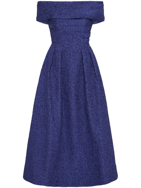 Rebecca Vallance Helene Off-shoulder Midi Dress - Blue