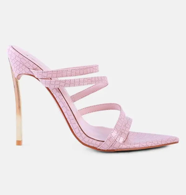 LONDON RAG New Affair Croc Strappy High Heel Sandals - Pink | Editorialist
