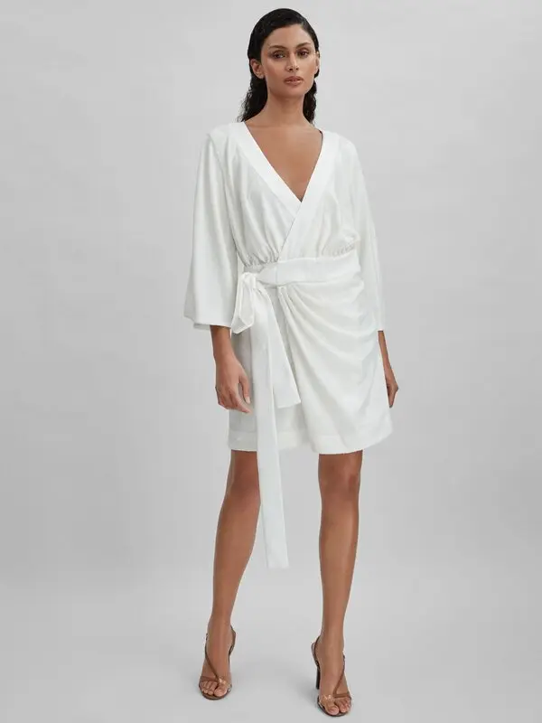 Halston Sequin Wrap Mini Dress