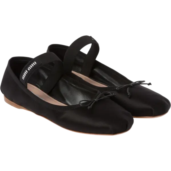 Miu Miu Satin Ballerinas - Black