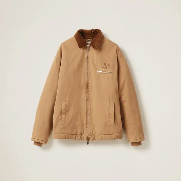 Miu Miu Embroidered Gart-dyed Gabardine Blouson Jacket
