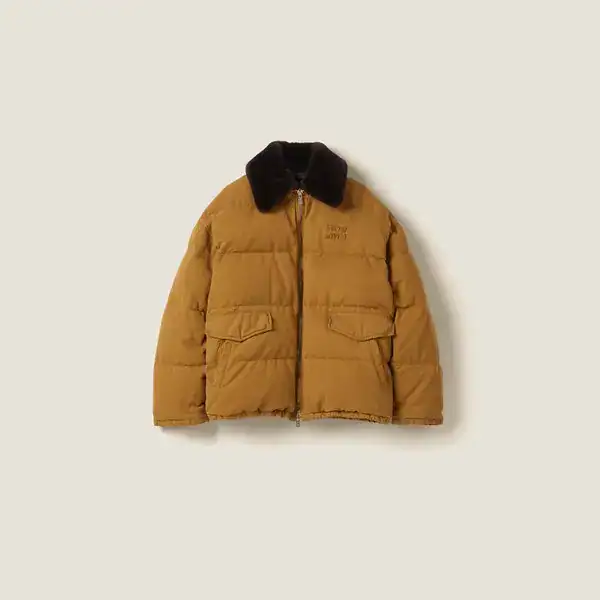 Miu Miu Gabardine Down Jacket - Ochre | Editorialist