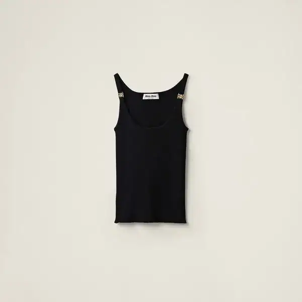 Miu Miu Knit Tank Top - Black | Editorialist