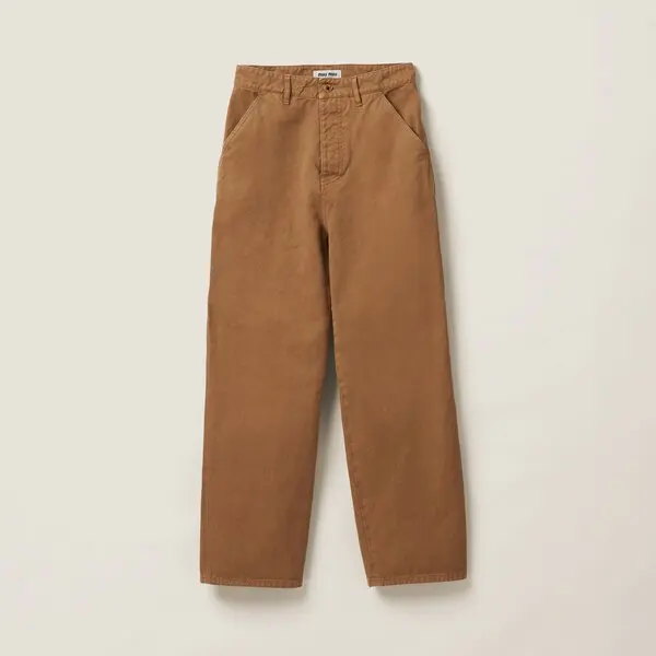Miu Miu Garment-dyed Gabardine Straight Pants - Cord
