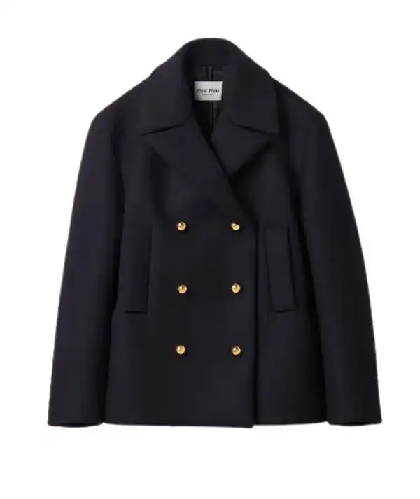 Miu Miu Double-Breasted Peacoat - Navy | Editorialist