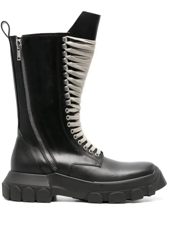 Rick Owens Army Tractor Leather Boots - Black | Editorialist