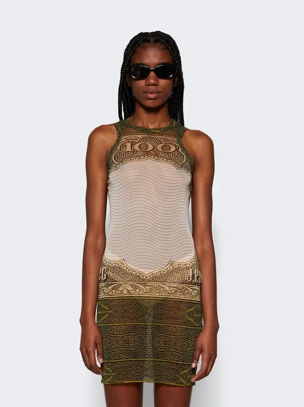 Jean Paul Gaultier Cartouche Printed Mini Dress - Green