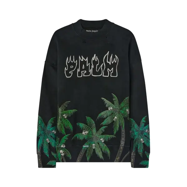 Palm Angels Palms And Skull Vintage Crew - Black