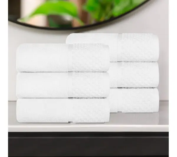 SUPERIOR Cotton Soft Absorbent Two Toned Hand T Owel Set Of 6