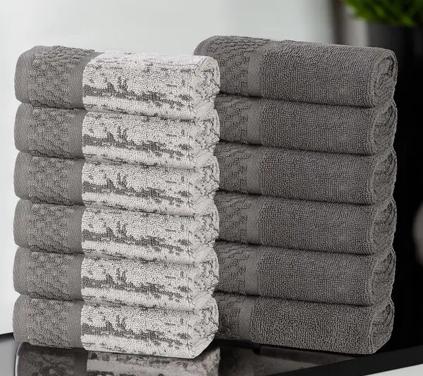 SUPERIOR Cotton Soft Absorbent Two Toned Face T Owel Set Of 12