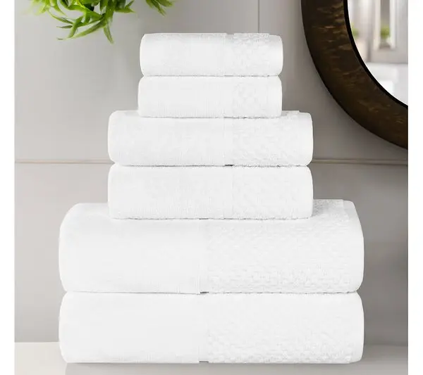 SUPERIOR Cotton Soft Absorbent Two Toned 6 Piec E Towel Set