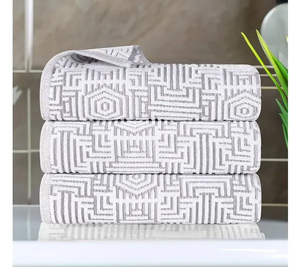 SUPERIOR Cotton Jaq Plush Soft Absorbent Bath T Owel Set Of 3