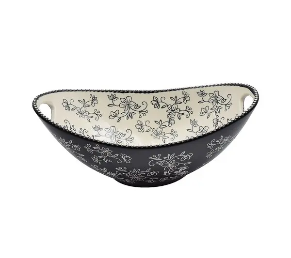 TEMP-TATIONS As Is Floral Lace 2-qt Serving Bowl W/ Handles