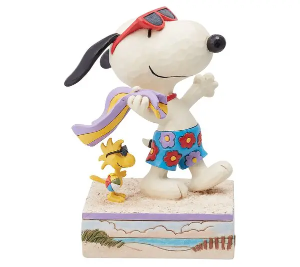 JIM SHORE Peanuts Snoopy & Woodstock At Beac H