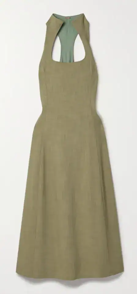 gaia midi dress hunter green Celestine & Mae GAIA MIDI DRESS IN SMOKE GREEN main image 1